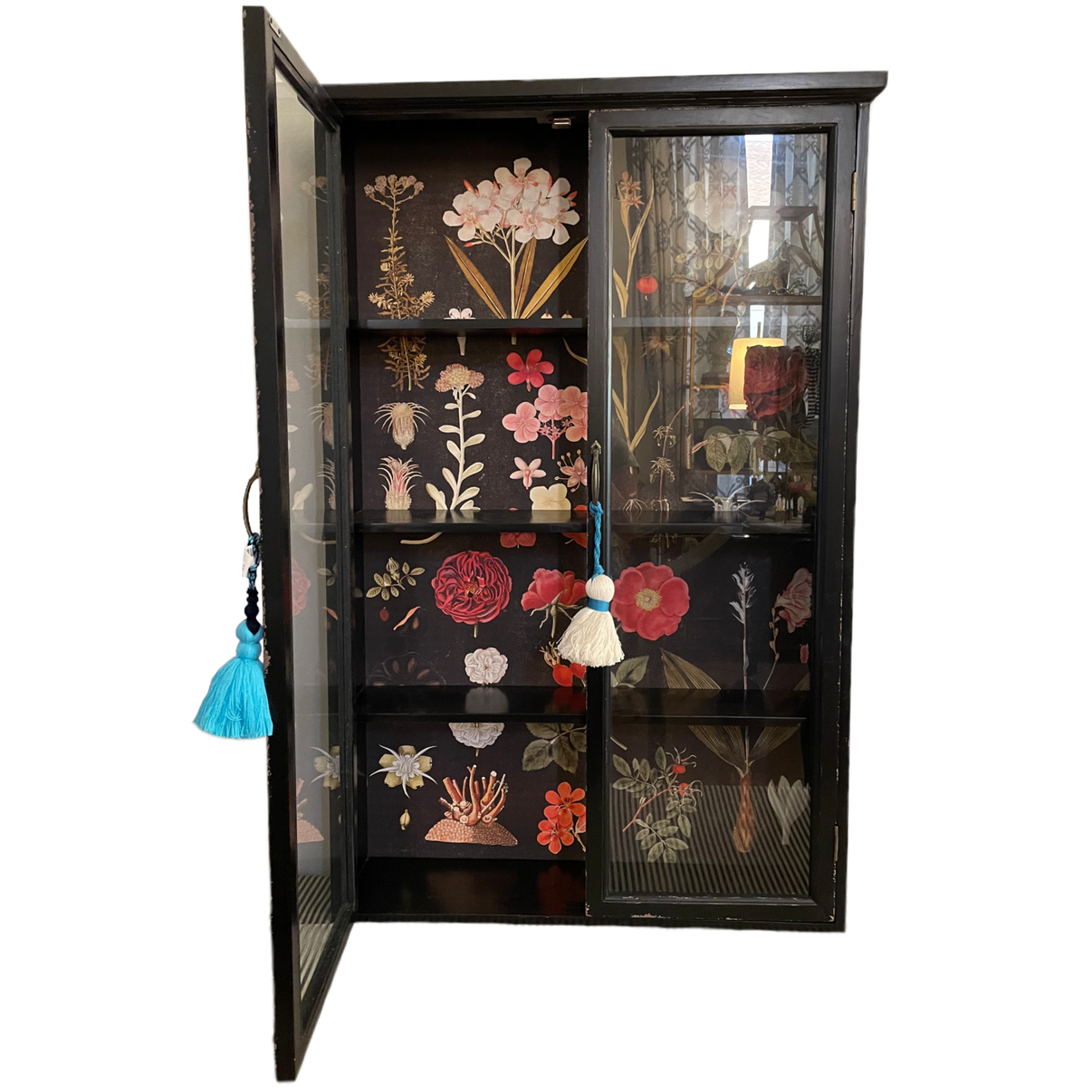 Black Floral Print Floating Cabinet – Perch